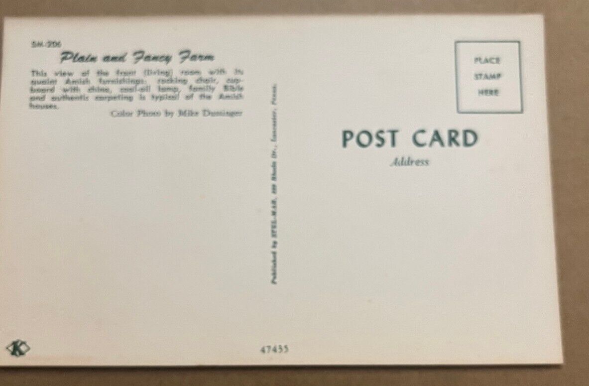 Vintage Unused Postcard - Plain & Fancy Farm Living Room, Amish Country ...