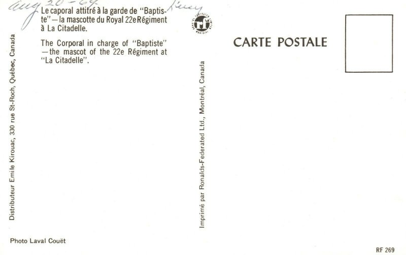 Vintage Postcard Le caporal Attire a la Garde de Baptiste La Mascotte ...