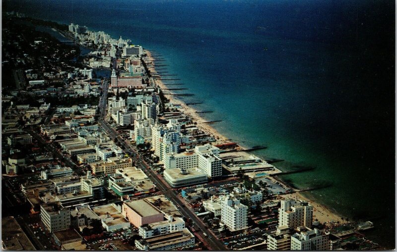 Miami Beach Florida Scenic Birds Eye View Ocean Beaches Chrome Postcard ...