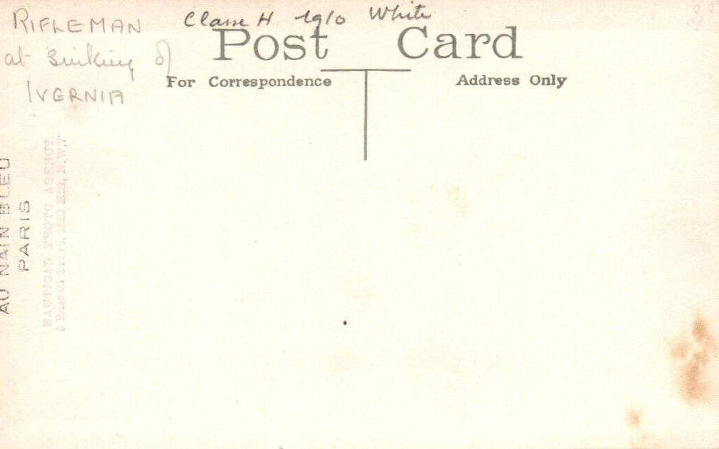 RPPC Photo British Royal Navy WWI HMS Rifleman Rescues Troops @ sinking ...