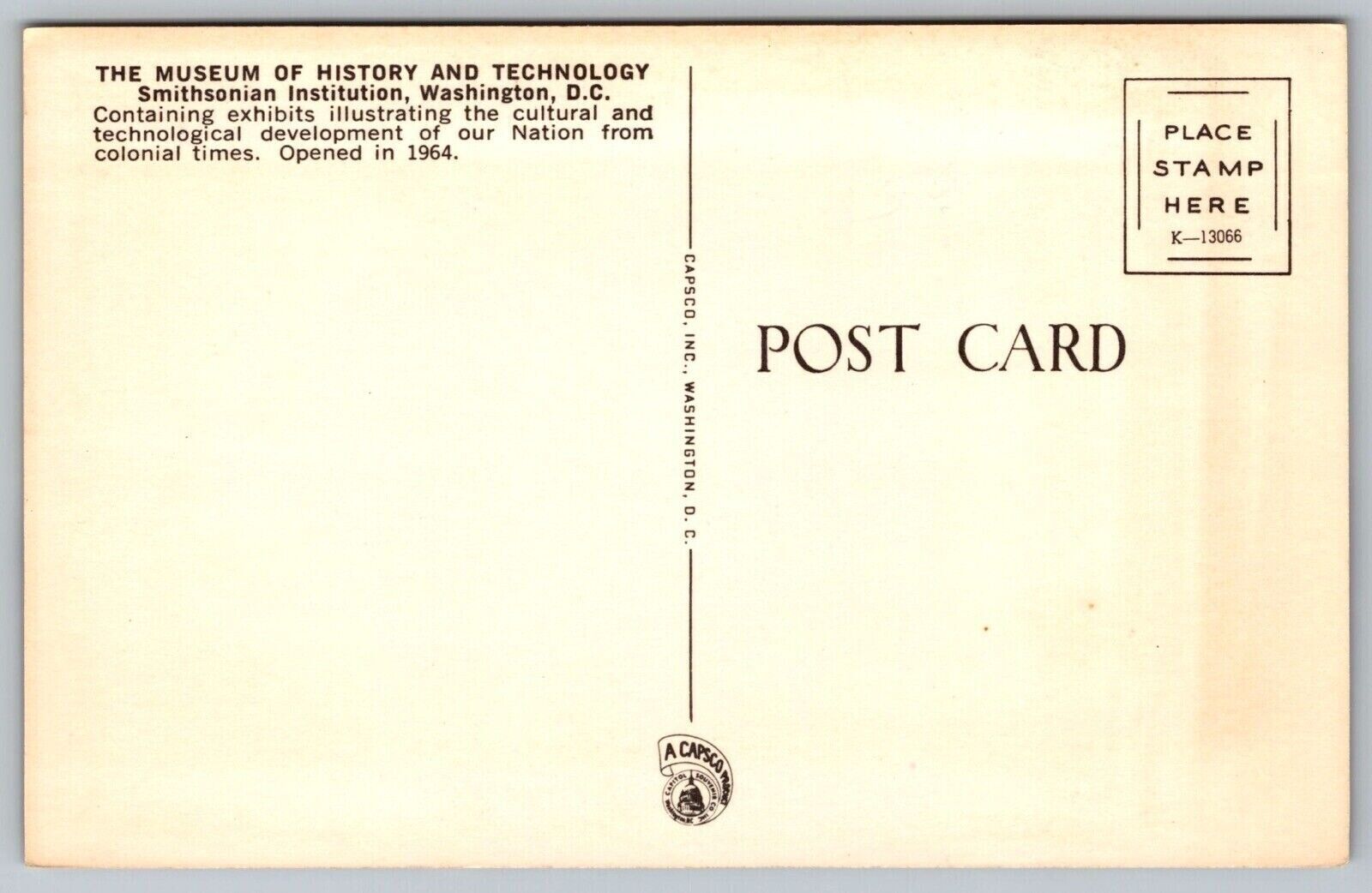 Washington DC Smithsonian Institution Museum Of History & Tech Chrome ...