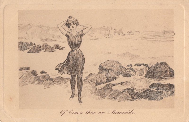 Mermaids Do They Exist Mythology Glamour Swimming Antique Art Postcard ...