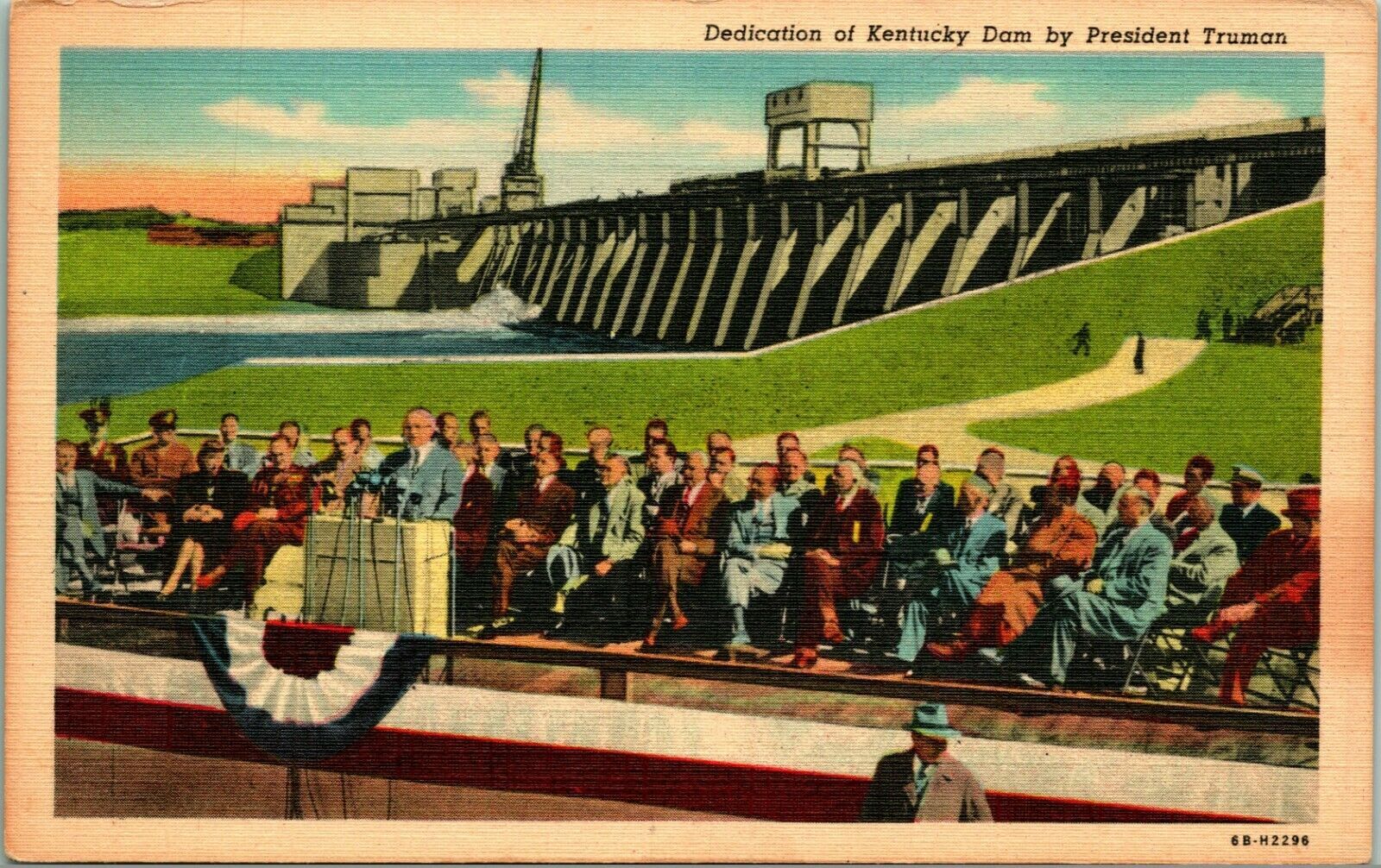 Linen Postcard KY Dedication of Kentucky Dam By President Truman UNP ...