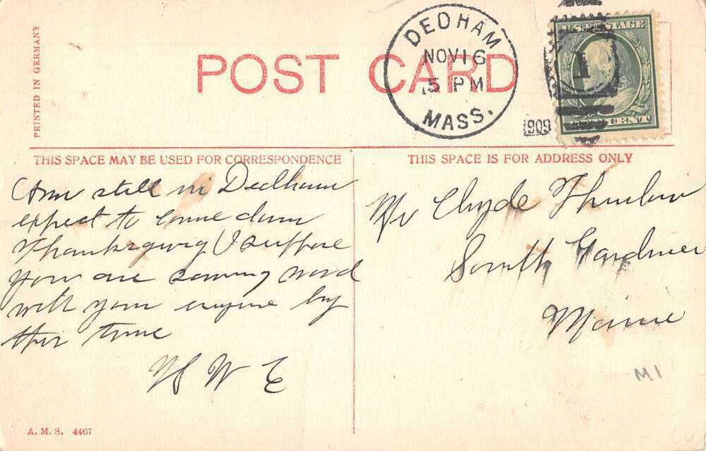 Dedham Massachusetts The Square Street Scene Vintage Postcard AA28765 ...