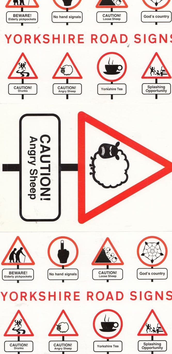 Yorkshire Road Signs Incl Angry Sheep 3x Comic Postcard s | Europe ...