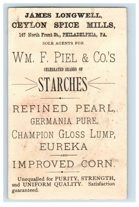 1870s-80s James Longwell Ceylon Spice Mills Wm. F. Piel & Co's Starches ...