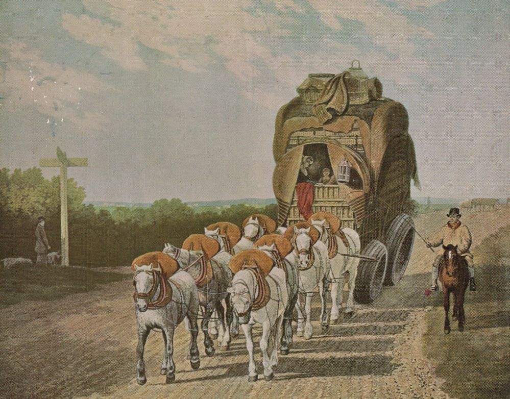 English Stage Wagon Victorian 1815 Painting Postcard | Topics - Fine ...