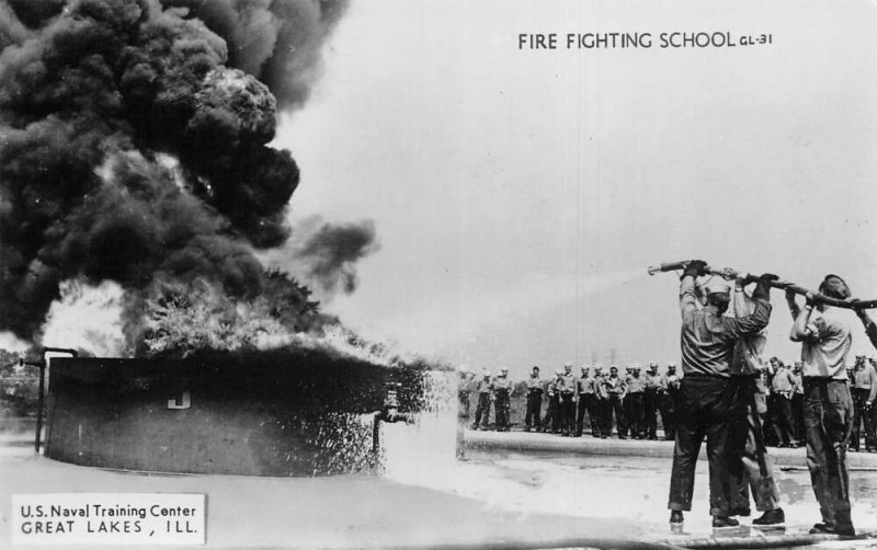 Great Lakes Illinois Naval Training Fire Fighting School Real Photo PC ...