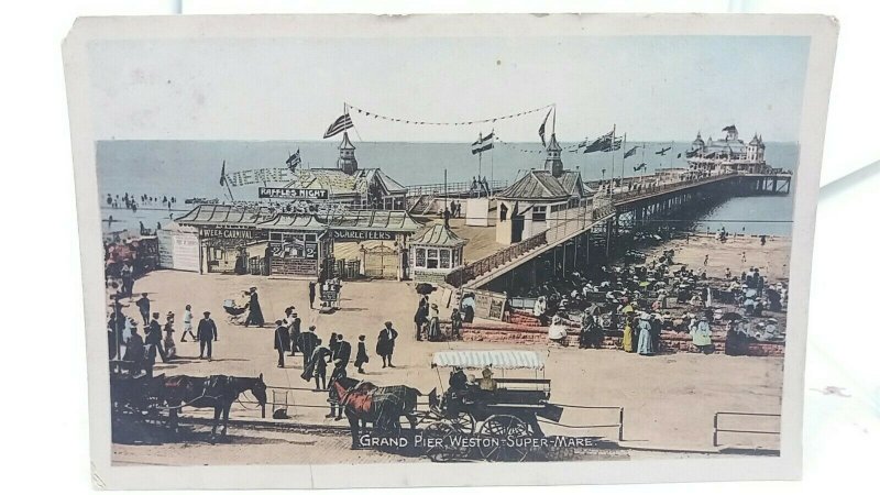 Vintage Postcard Grand Pier Weston Super Mare Raffles Night Scarleteers ...