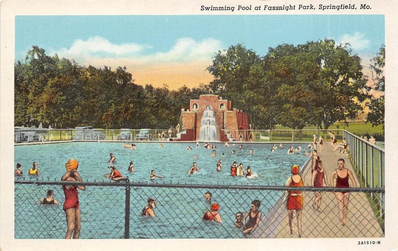 Springfield Missouri 1940s Postcard Swimming Pool at Fassnight Park ...