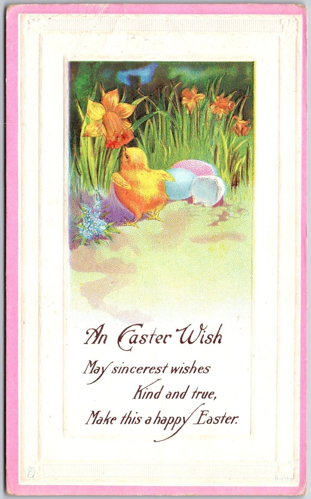 An Easter Wish My Sincere Wishes Chick And Springs Flowers Greetings ...