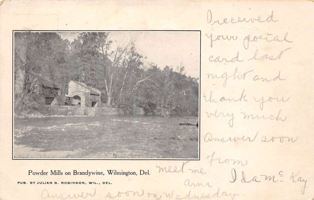 Wilmington Delaware Powder Mills On Brandywine, Undivided Back ...