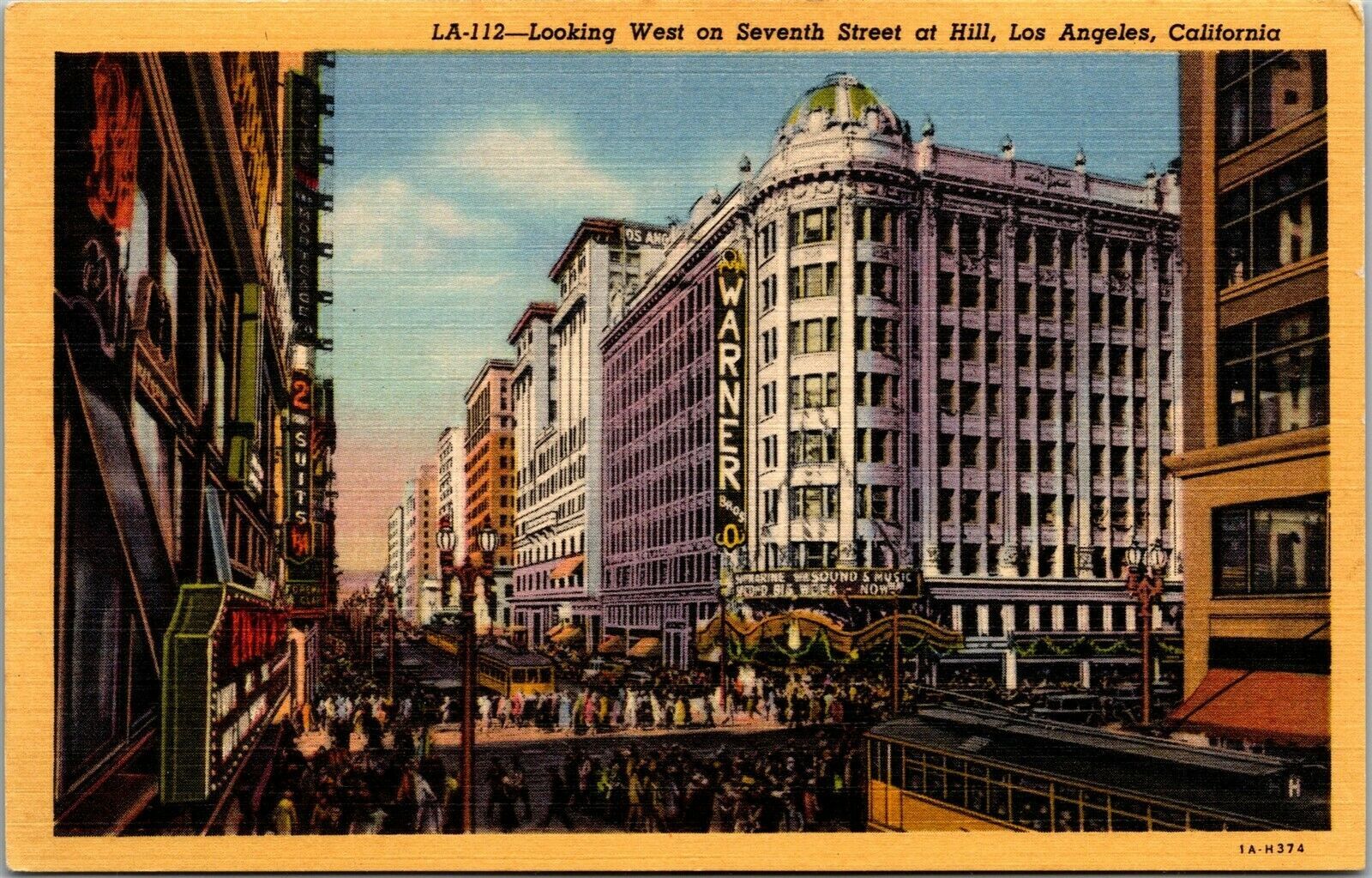 Vtg Los Angeles CA View Looking West on Seventh Street at Hill 1930s ...
