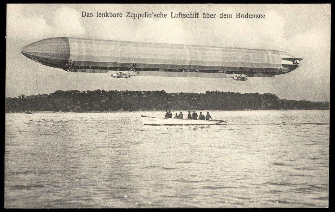 Germany Pioneer Zeppelin Airship In Flight Over Bodensee Lake Constance ...