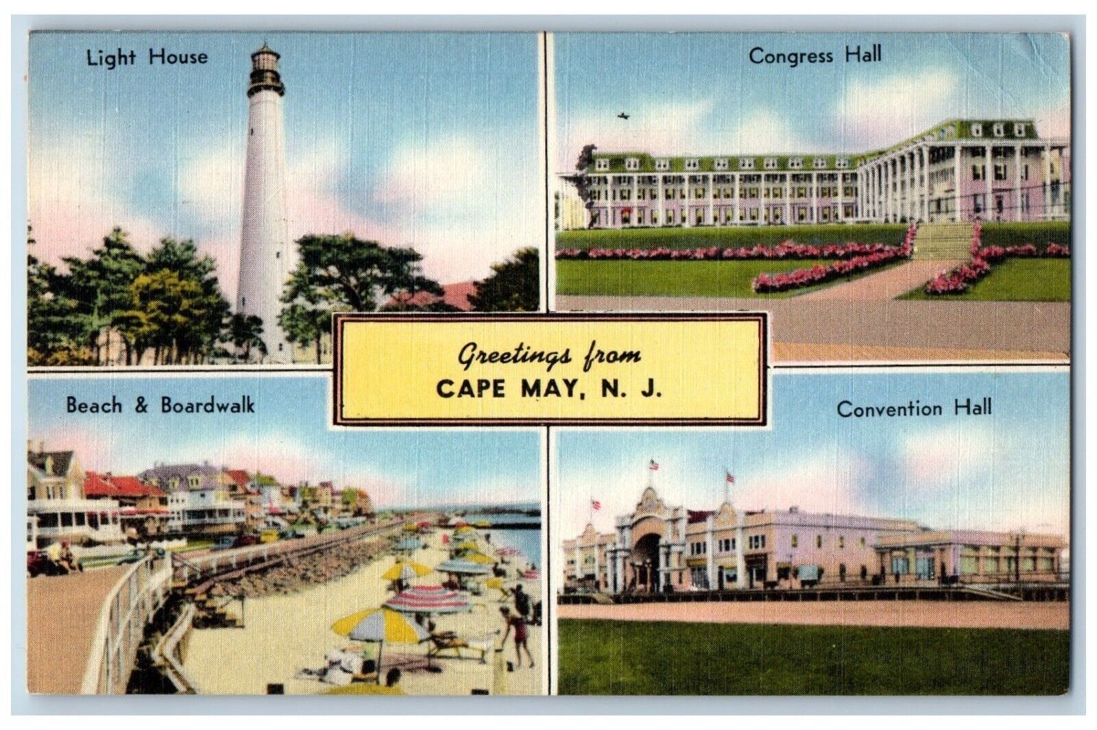 Cape May New Jersey NJ Postcard Greetings Tourist Spots Multiview 1956 ...