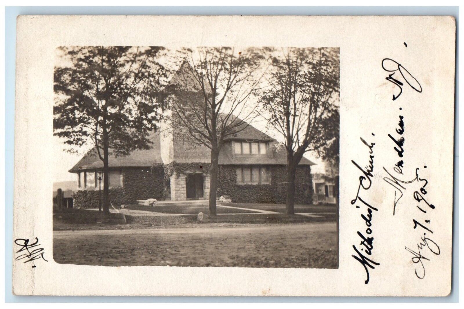 1905 ME Church Scene Street Dirt Road Mendham New Jersey NJ RPPC Photo ...