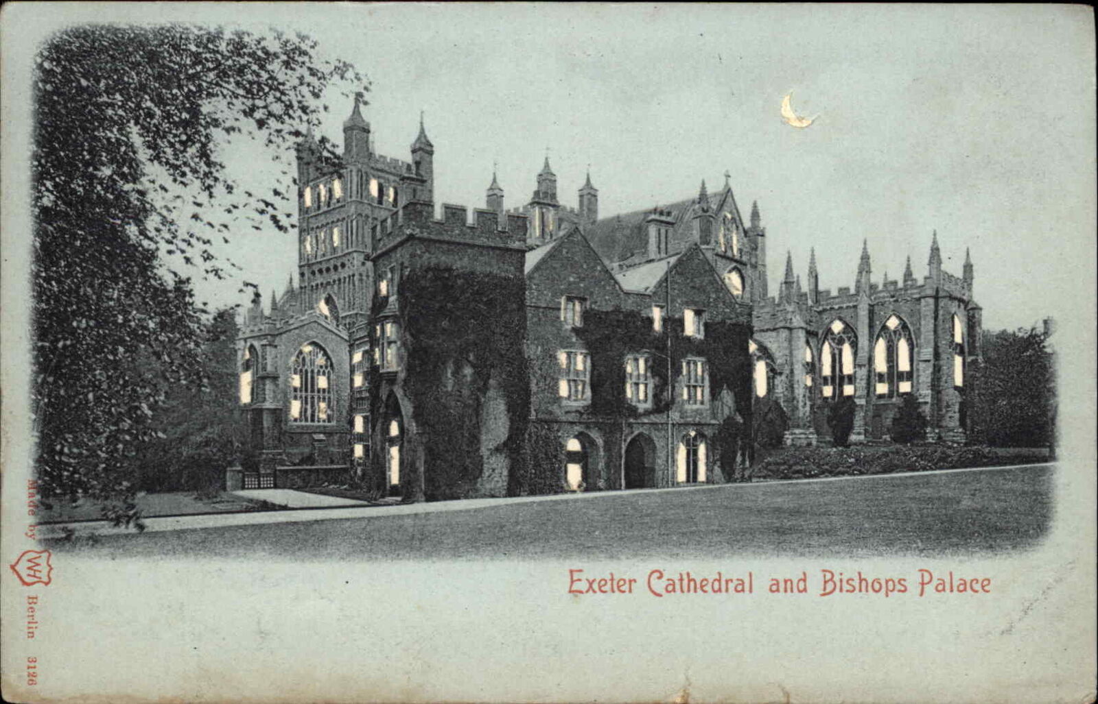 Antique EXETER DEVON Hold to Light HTL Cathedral and Bishops Palace ...