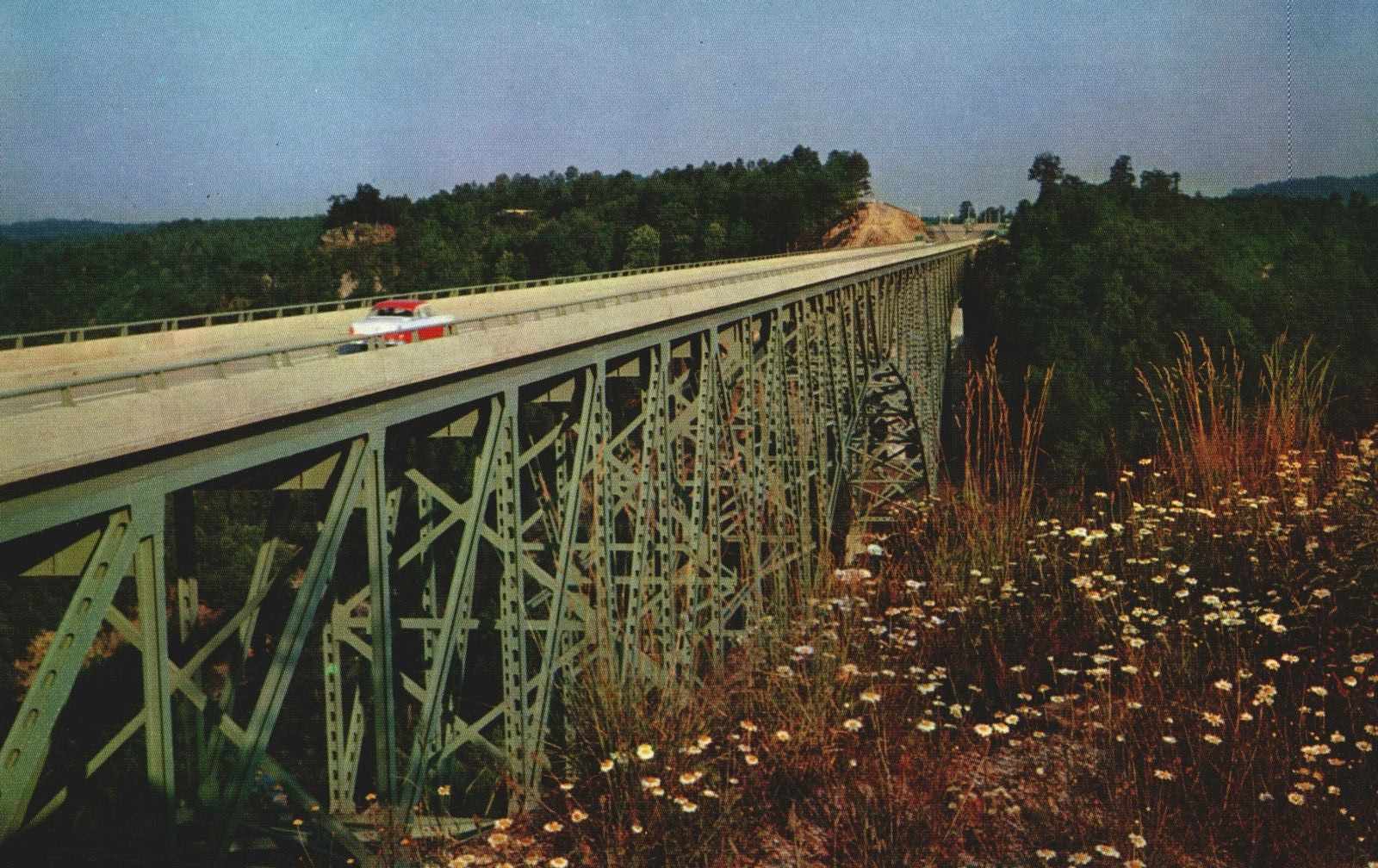 Vintage Postcard West Virginia Turnpike Bridge Bluestone Gorge Glass ...