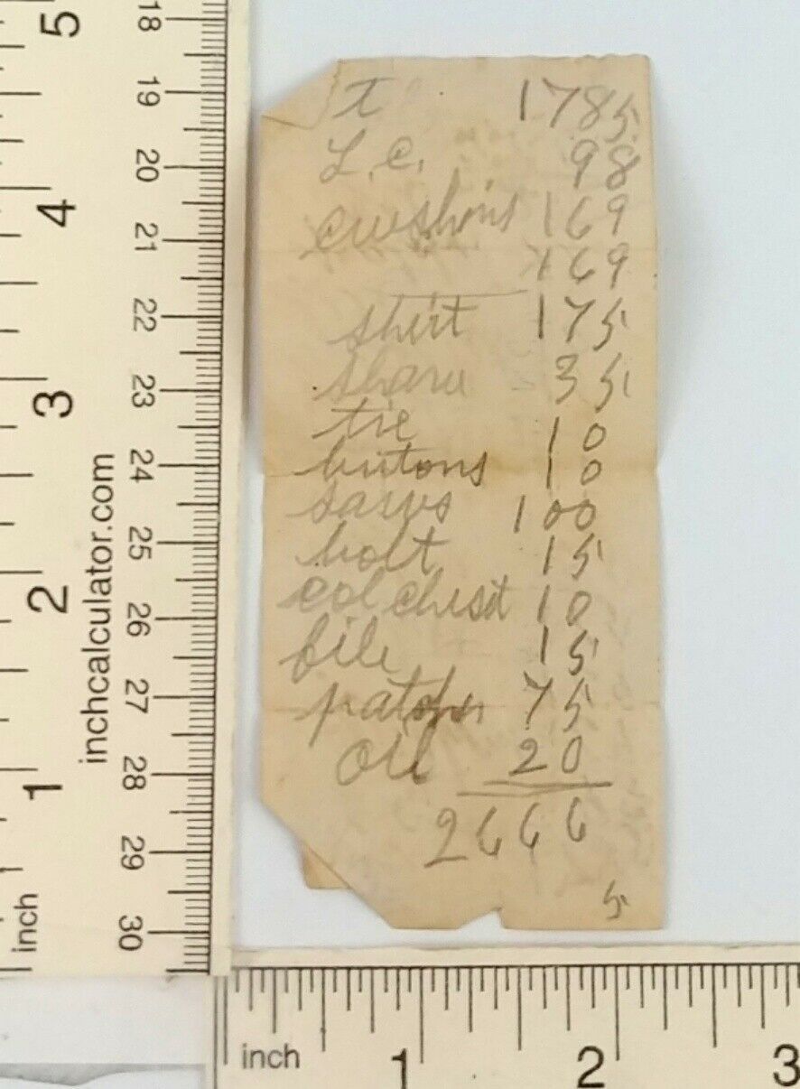 1920s Varnell Hardware Co Receipt Tear Off Stub 1/2 Cent Stamp Nathan ...