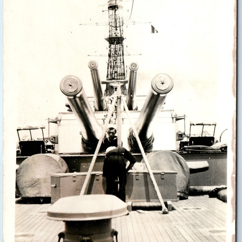 c1910s US Navy Battleship RPPC Armament Steam Ship USS Deck Real Photo ...