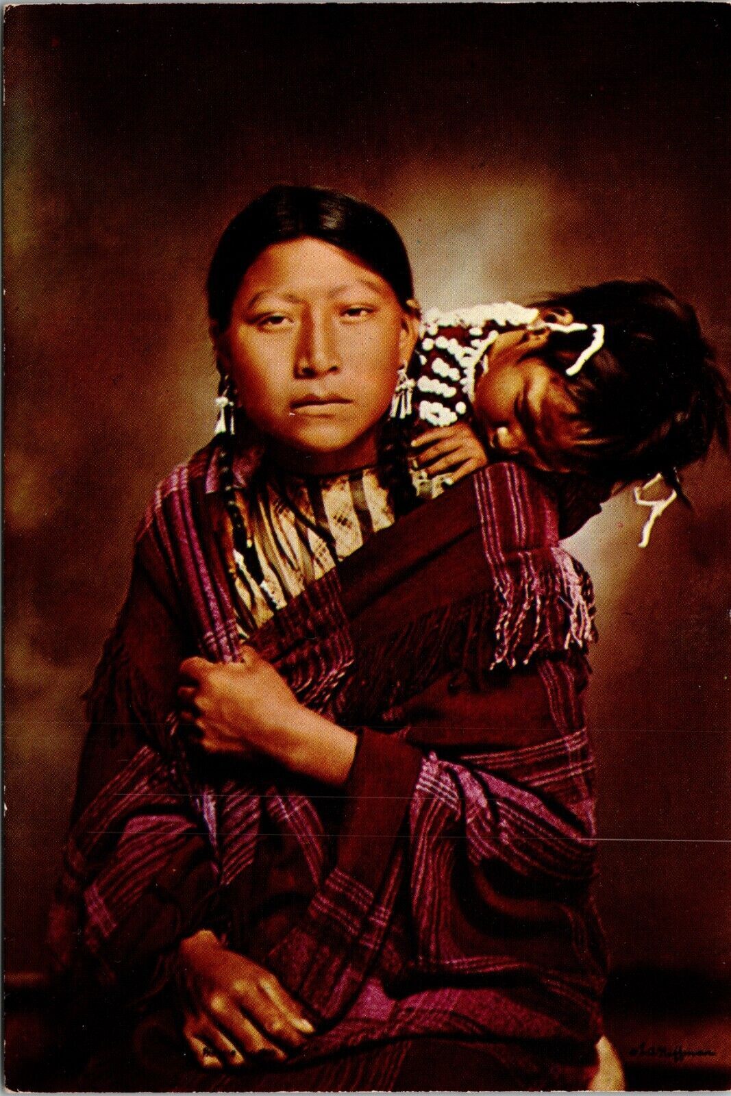 Young Cheyenne Mother and Child LA Huffman Miles City Montana Postcard ...