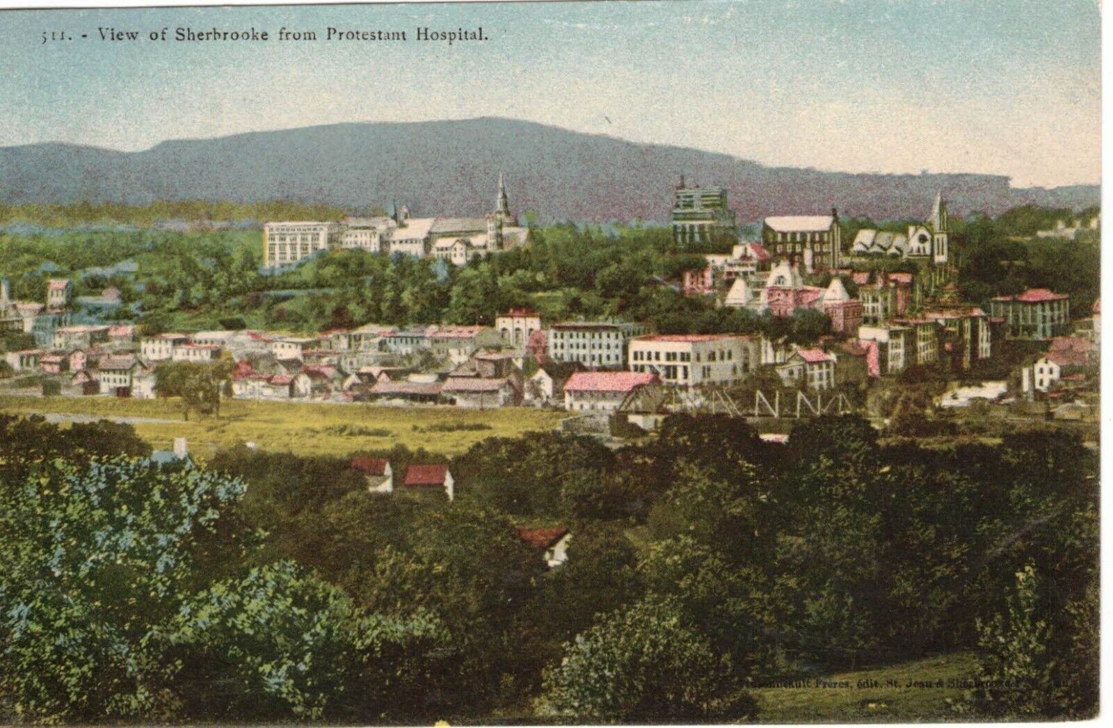 View of Sherbrooke from Protestant Hospital, Quebec, Pinsonneault #511 ...