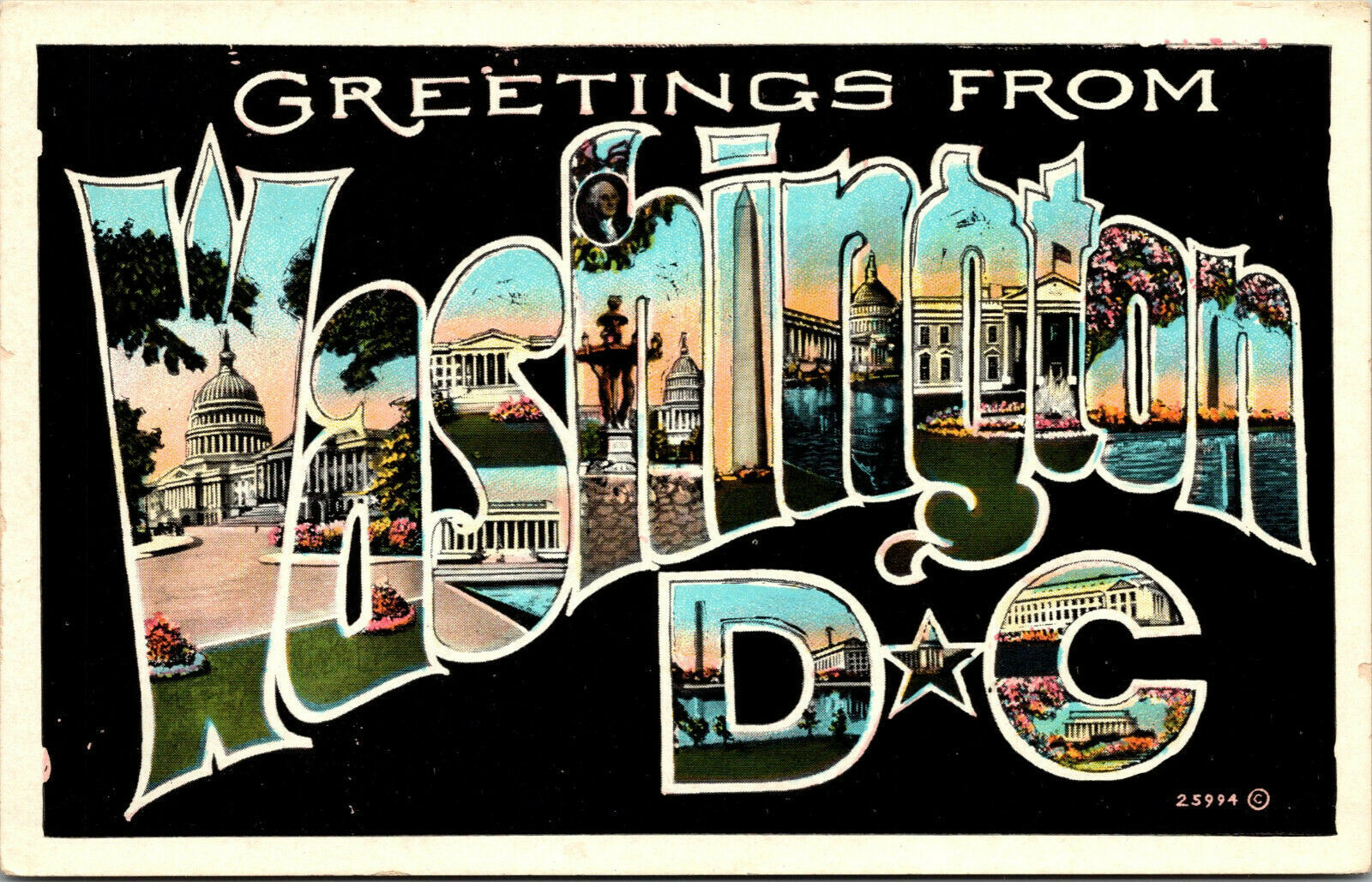 Vtg 1920s Greetings from Washington DC Large Letter Postcard | United ...