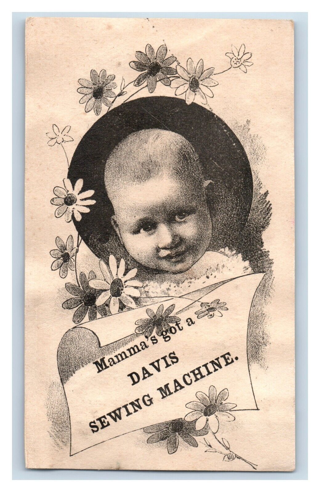 1870s-80s Davis Sewing Machine Song On Back Cute Baby P185 | Ephemera ...
