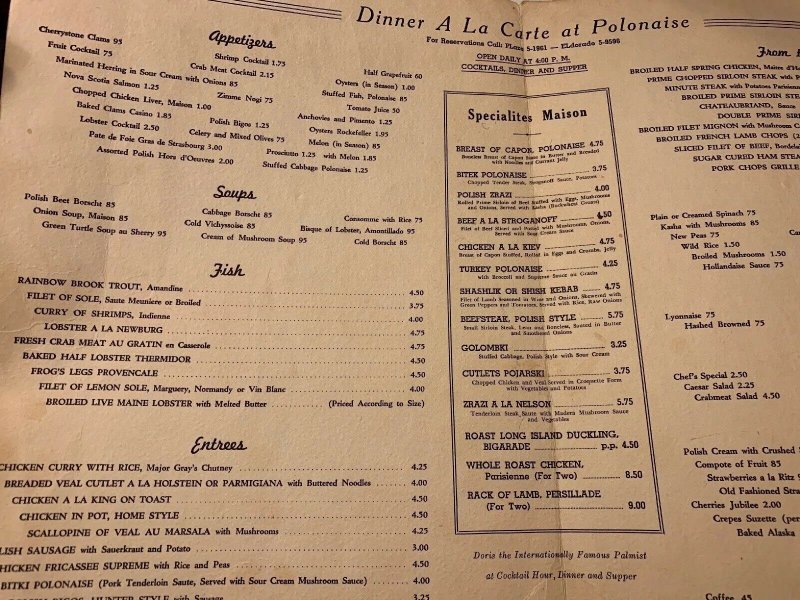 Vintage 1940s POLONAISE Restaurant Menu 230 East 51st Street NEW YORK ...