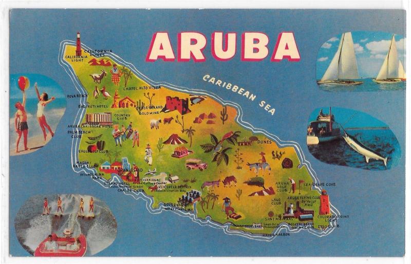 Map of Aruba Netherlands Antilles Illustrated and Photos Vintage ...
