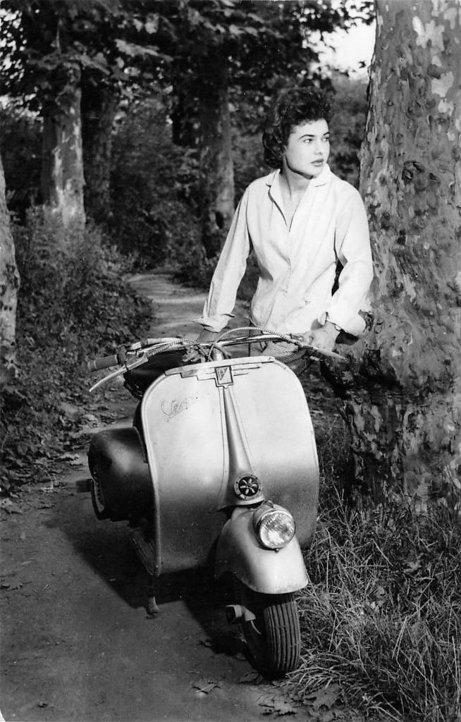 VESPA Woman & Motorcycle Scooter Pin-up Girl 1957 Vlissingen Vintage ...