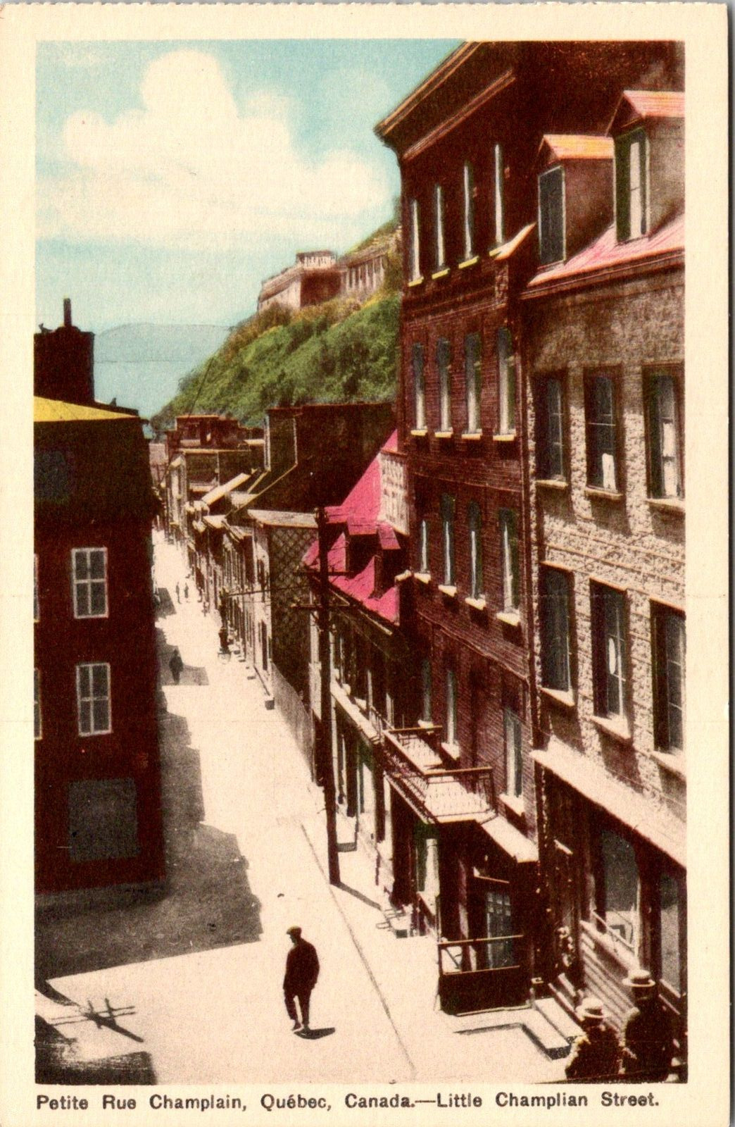 Vintage Postcard Little Champilan Street Scene at Quebec City Canada ...