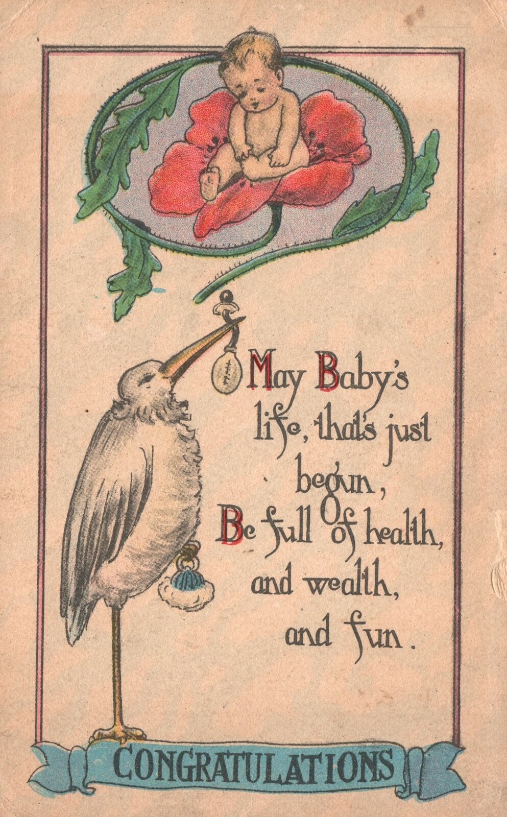 Vintage Postcard Congratulations For The New Baby Greetings & Wishes ...