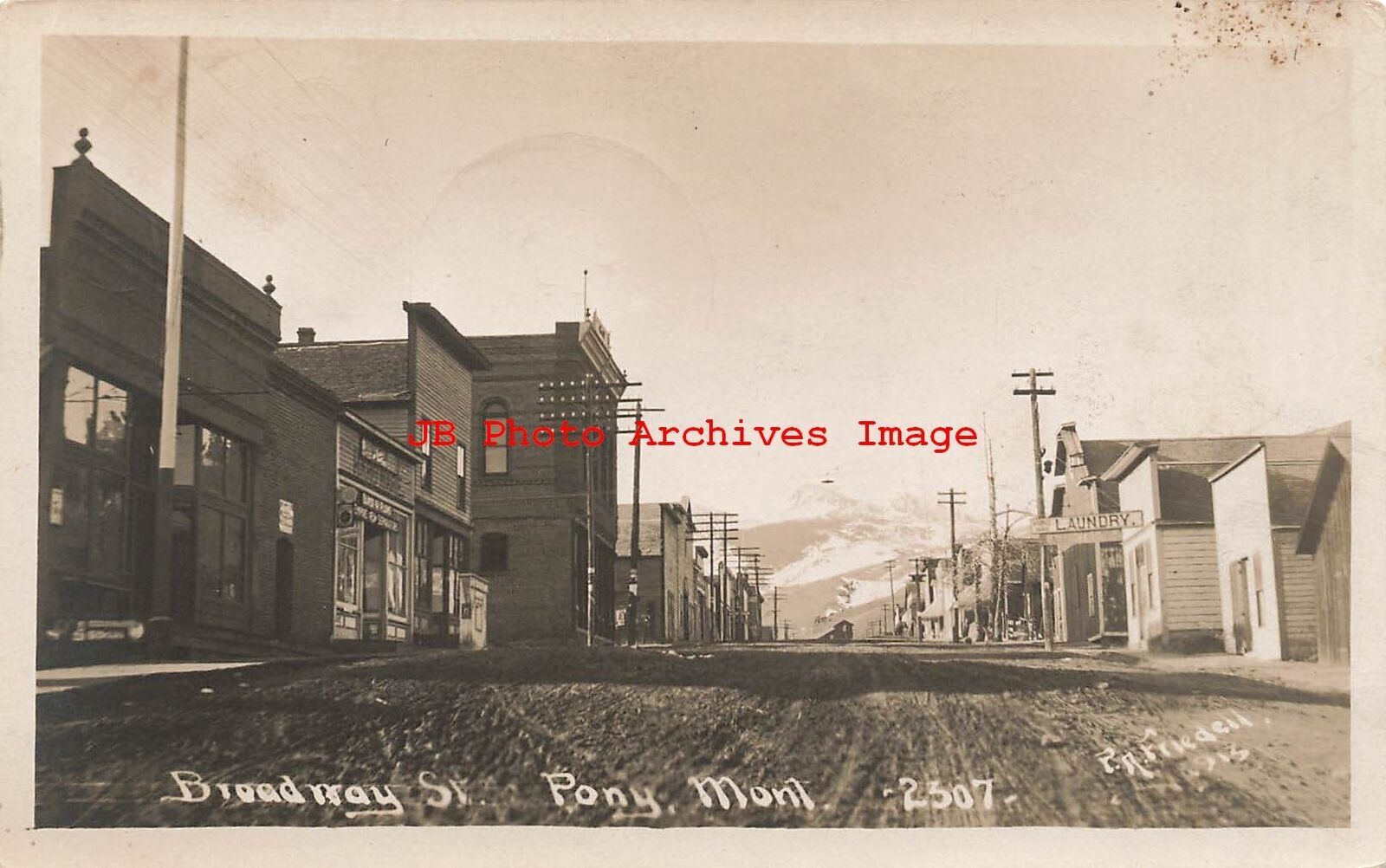 MT, Pony, Montana, RPPC, Broadway, Business Section, Friedell Photo ...