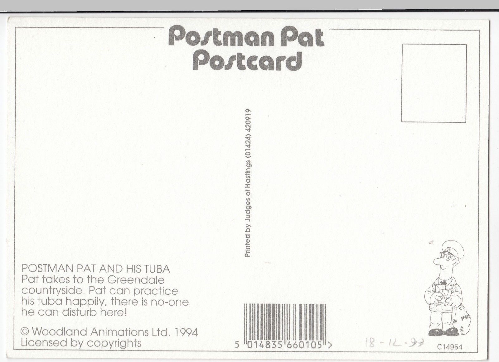 Postman Pat & His Tuba In The Greendale Countryside Postcard, Unposted ...