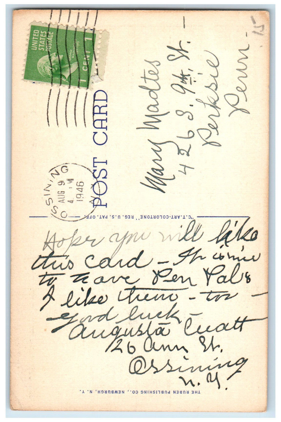 1946 View of Park School Building Ossining New York NY Vintage Postcard ...