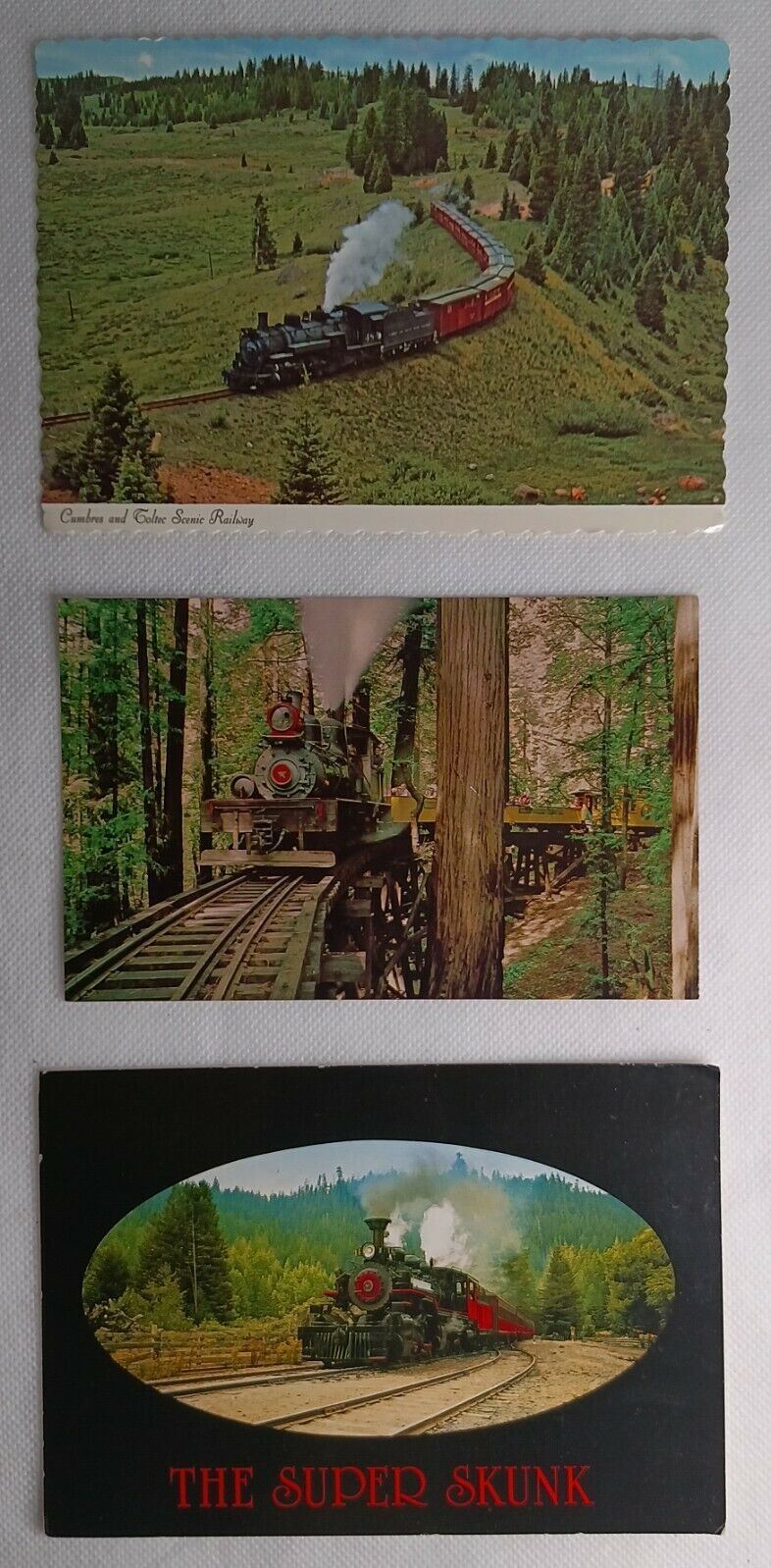 7 Color Railroad Train Postcards California | United States ...