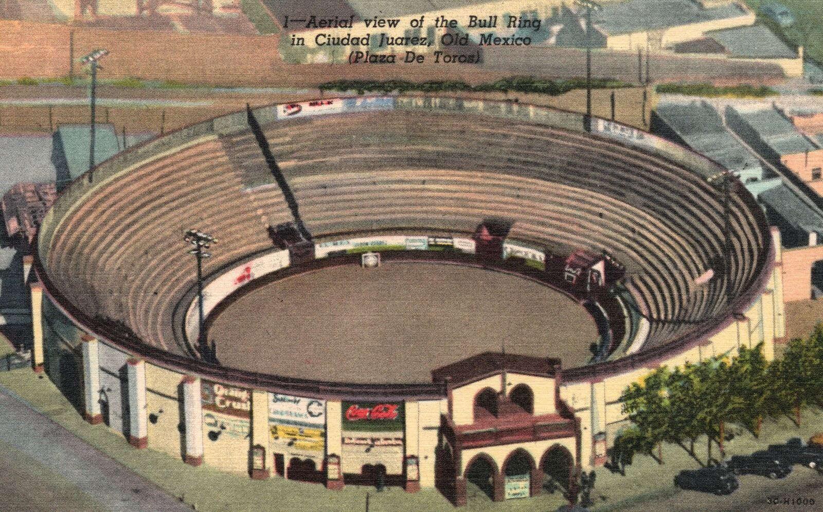 Vintage Postcard 1930's Aerial View of the Bull Ring in Ciudad Juarez ...
