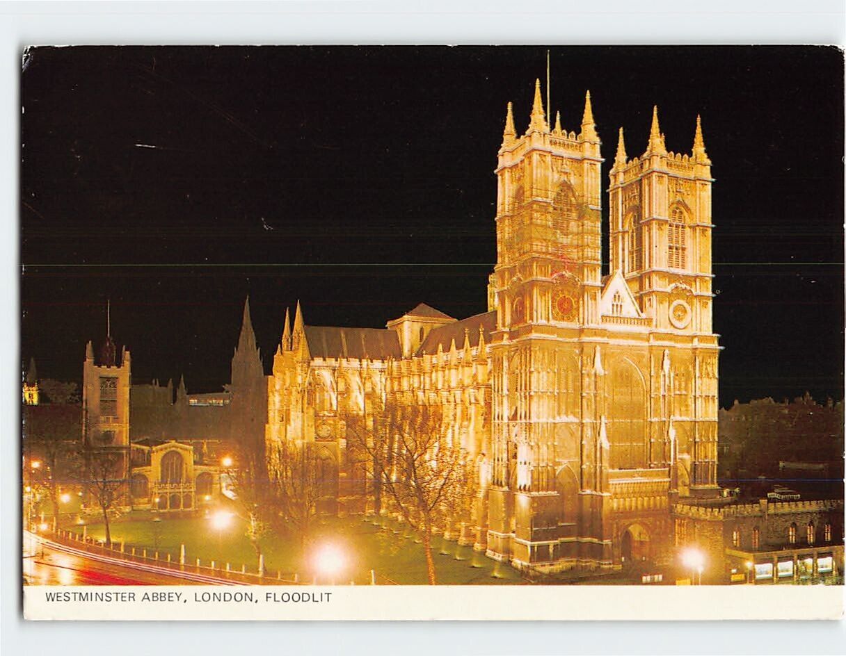 Postcard Floodlit, Westminster Abbey, London, England | Europe - United ...