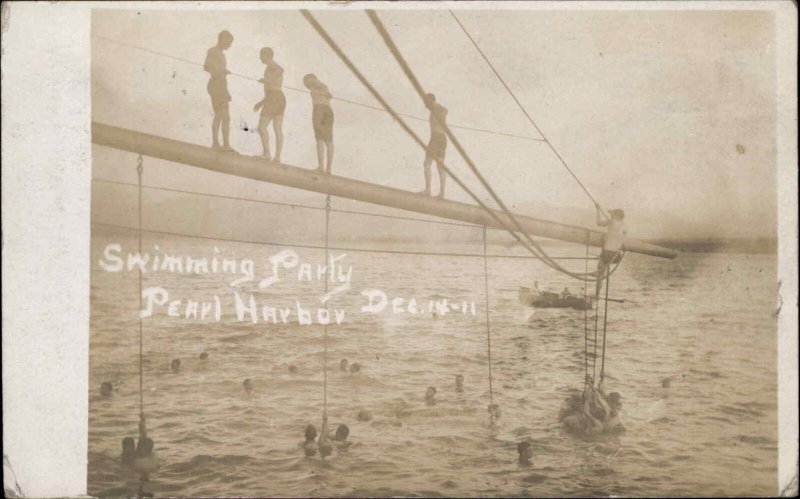 Honolulu Hawaii HI Swimming Party Pearl Harbor c1910 Real Photo ...