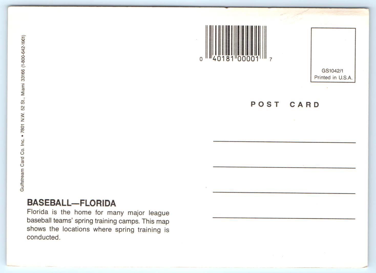 FLORIDA BASEBALL Detailed Map SPRING TRAINING Stadium Locations 4"x 6 ...