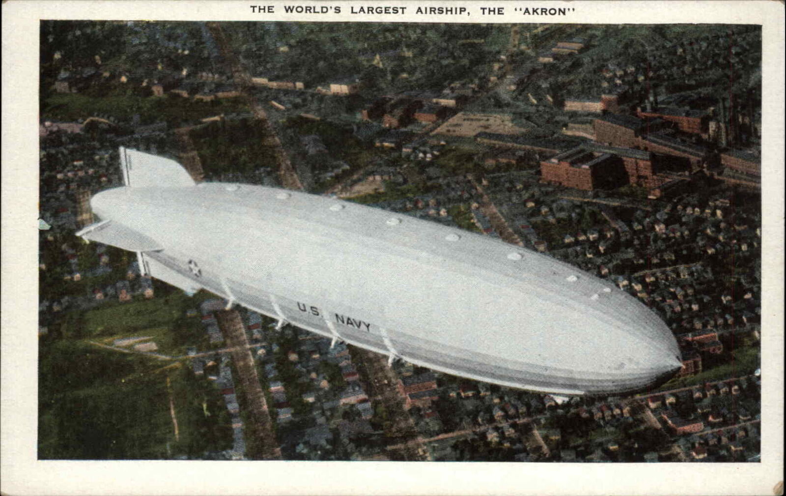 Akron The World's Largest Airship Blimp Dirigible Vintage Postcard ...