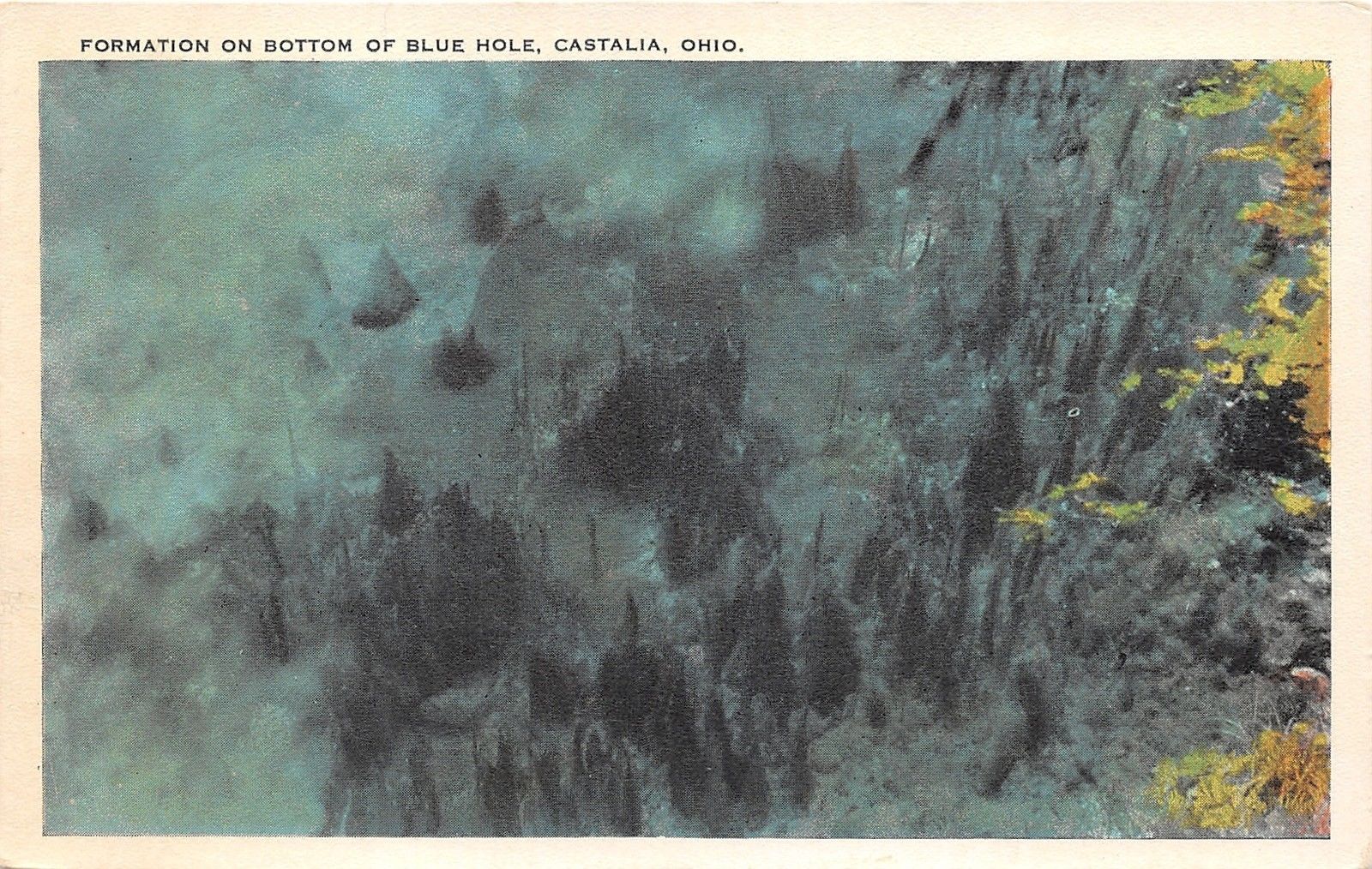 Castalia Ohio~Formation on Bottom of Blue Hole~Info on Back~Woolson MGR ...