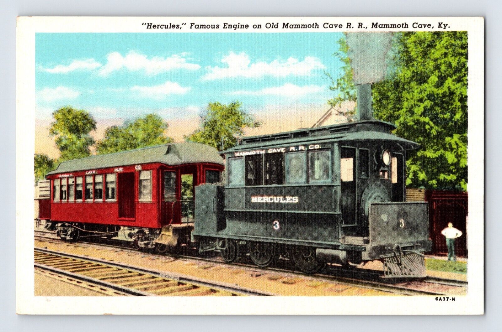 Postcard Kentucky Mammoth Cave KY Steam Train Railroad Hercules 1940s ...