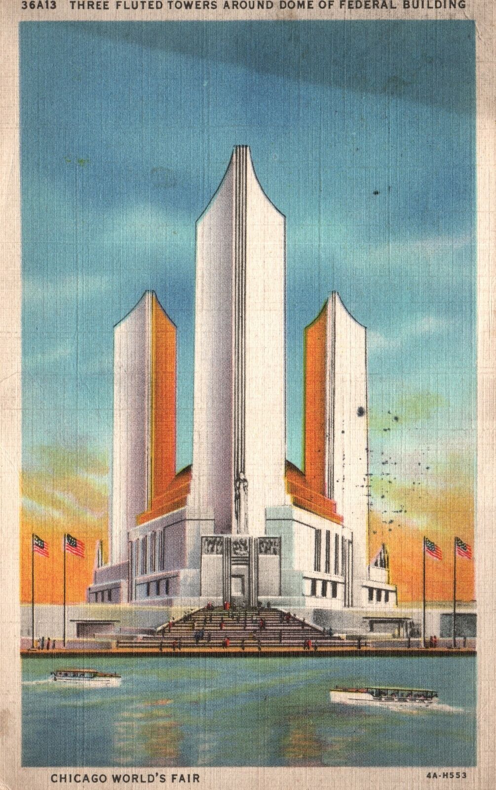 Vintage Postcard Three Fluted Towers Dome Federal Buildings Chicago ...