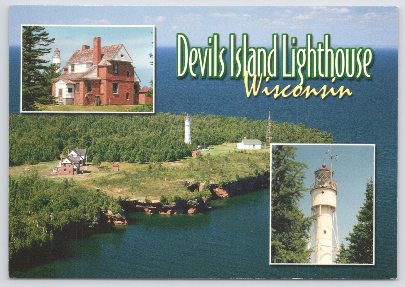 Devils Island Lighthouse~Aerial~Apostle Islands Lake Superior WI ...