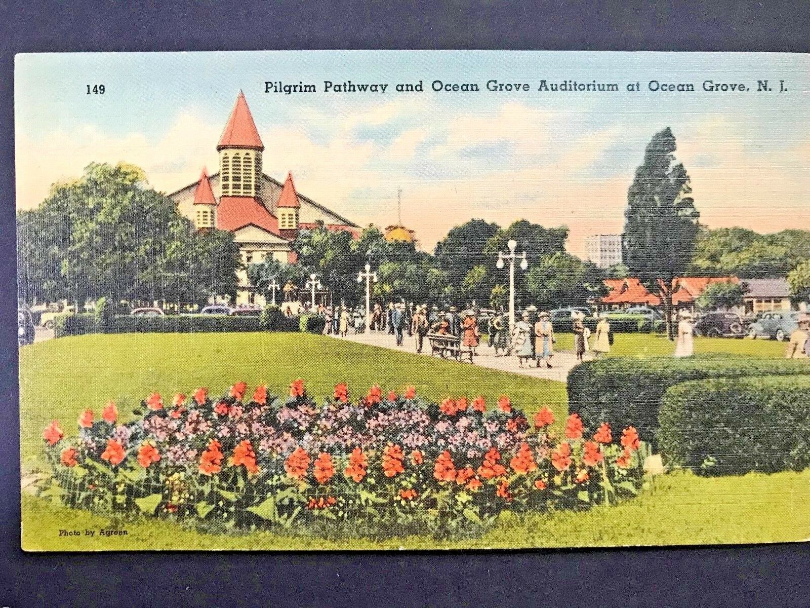 Vintage Postcard 1940's Pilgrim Pathway & Ocean Grove Auditorium Ocean ...