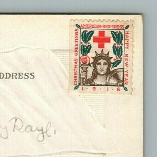 USA Eagle Flag 1918 Red Cross Stamp Christmas New Years Liberty Vintage ...