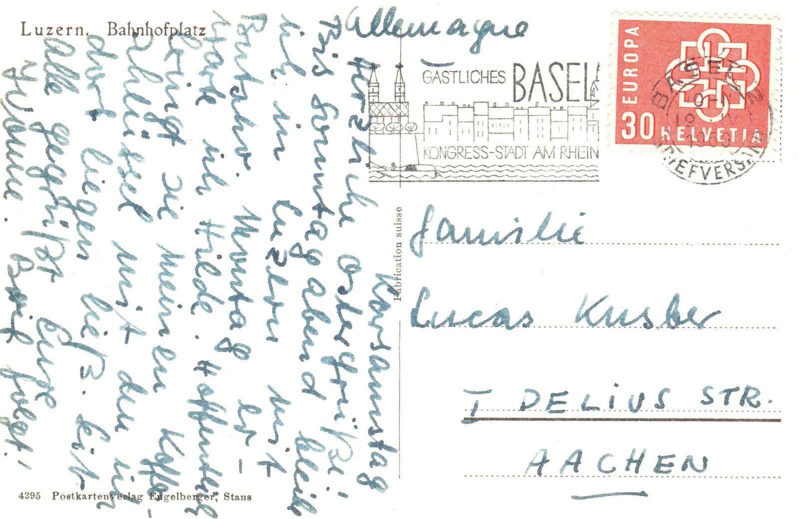 Vintage Postcard 1960 View Luzern Bahnhofplatz Lucerne Railway Sta ...