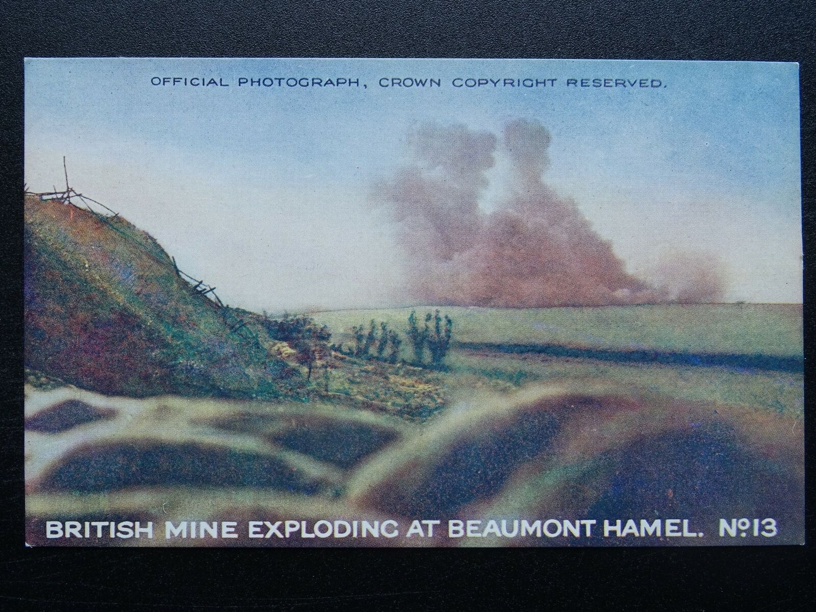 WW1 BRITISH MINE EXPLODES BEAUMONT HL Official Daily Mail War Postcard ...